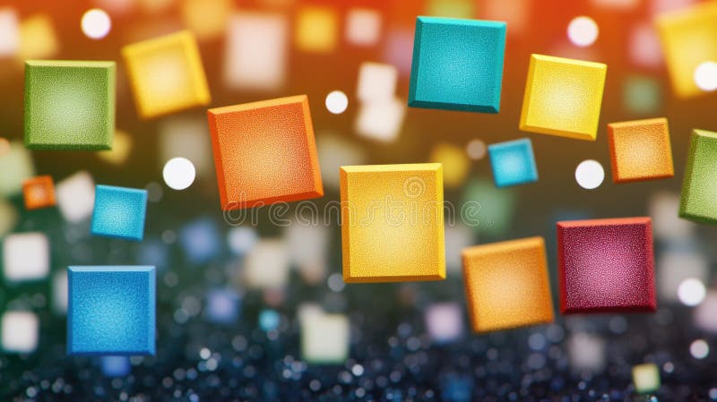 Colorful Floating Cubes in a Dynamic Abstract Digital Pattern Stock ...