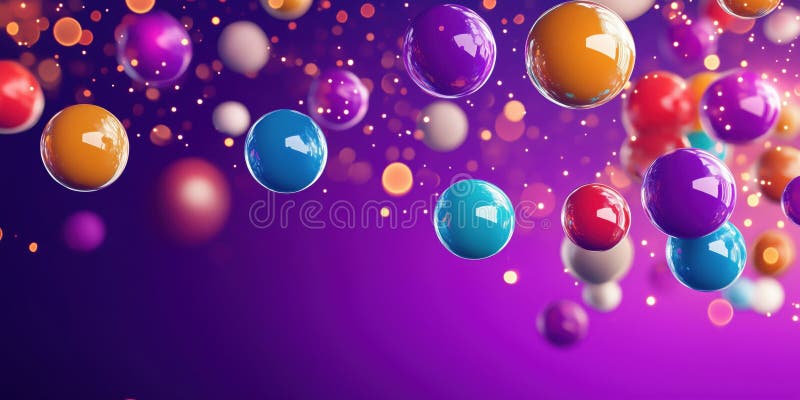 Colorful Floating Spheres Bokeh Effect Purple Background Stock Photos ...