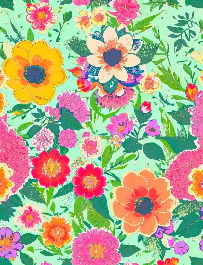 Colorful Floral Design Background Stock Illustration - Illustration of ...