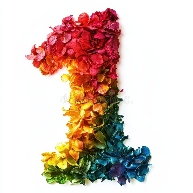 A Colorful Floral Arrangement Forming the Number One Stock Illustration ...