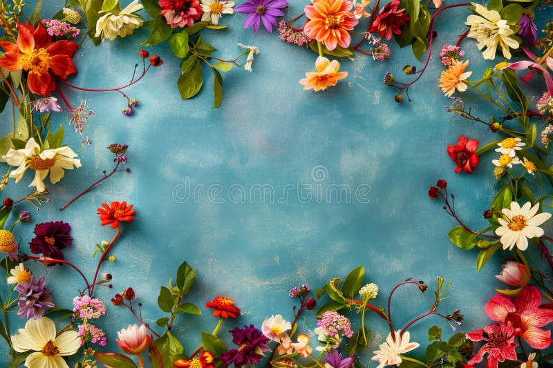 Colorful Floral Border with a Blank Center Stock Image - Image of blank ...