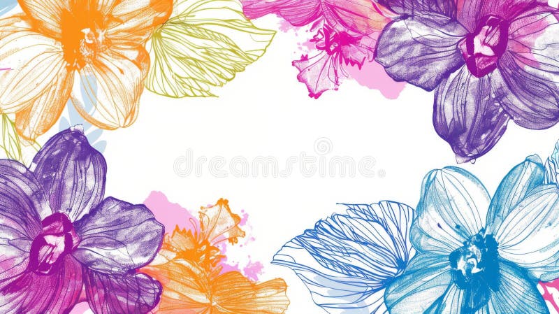 Colorful Floral Border Design with Space for Text Stock Image - Image ...