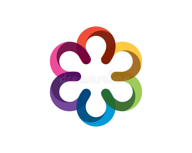 Colorful Floral Curve Centralized Connection Stock Vector ...