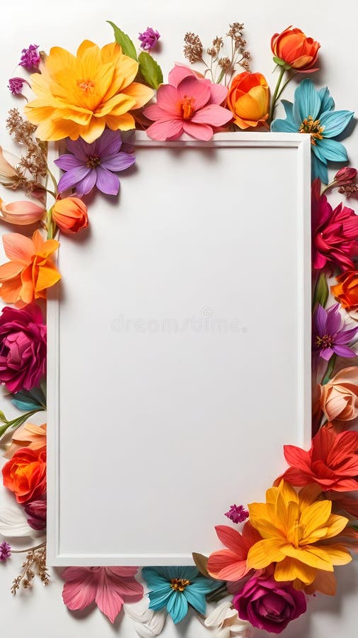 Colorful Floral Decorative Frame, Isolated on a Clean White Background ... Colorful Floral Decorative Frame, Isolated on a Clean White Background ...