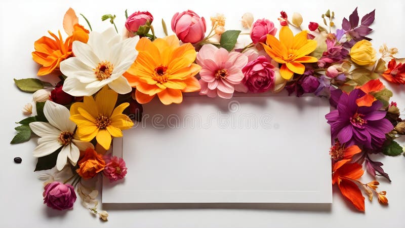 Colorful Floral Decorative Frame, Isolated on a Clean White Background ... Colorful Floral Decorative Frame, Isolated on a Clean White Background ...