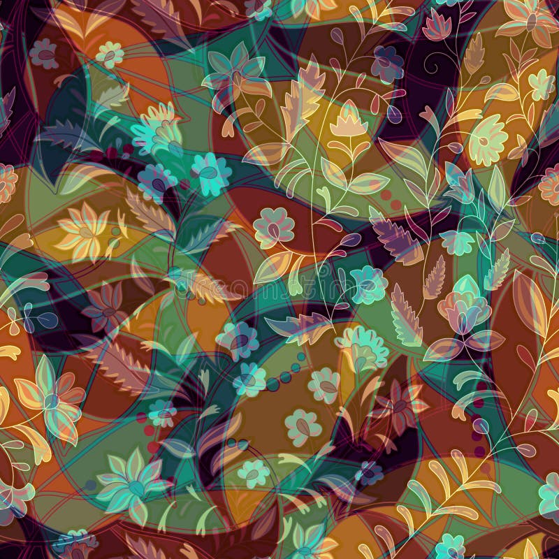 Colorful Floral Seamless Pattern. Plants Ornament. Decorative Flowers ...