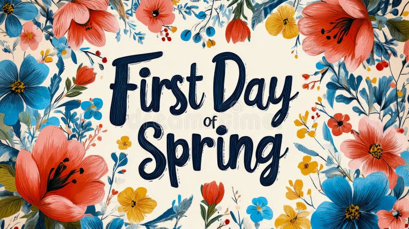 Colorful Floral Design Celebrating the Joyful Arrival of the First Day ...