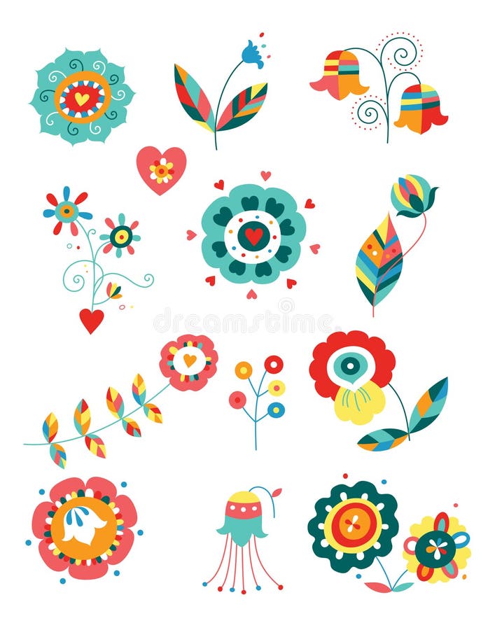 Colorful Floral Elements stock vector. Illustration of bright - 15242879