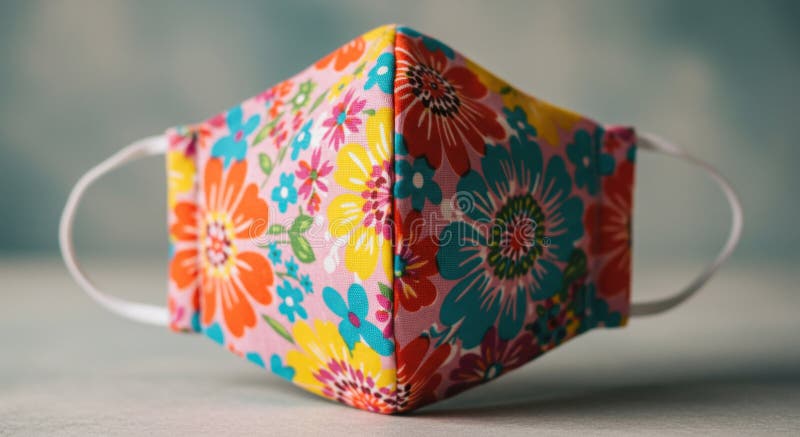 Colorful Floral Face Mask on White Background Stock Illustration ...