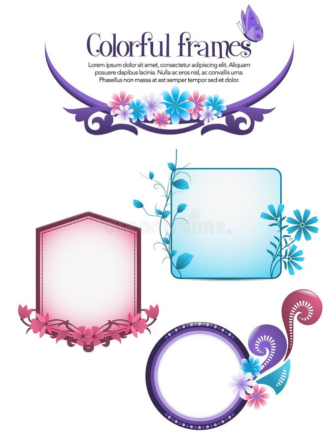 Colorful floral frames stock vector. Illustration of branch - 21102807