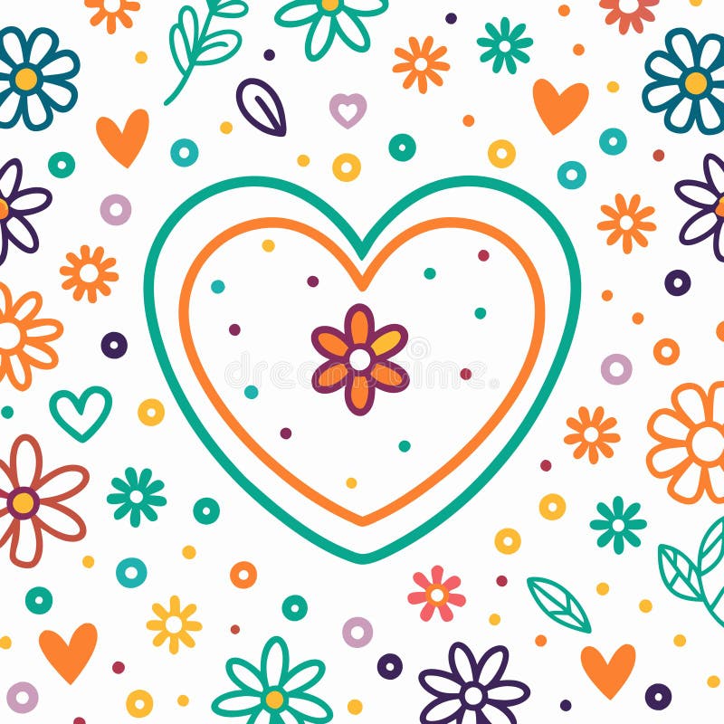 Colorful Floral Heart Pattern Background. (4 Stock Vector ...