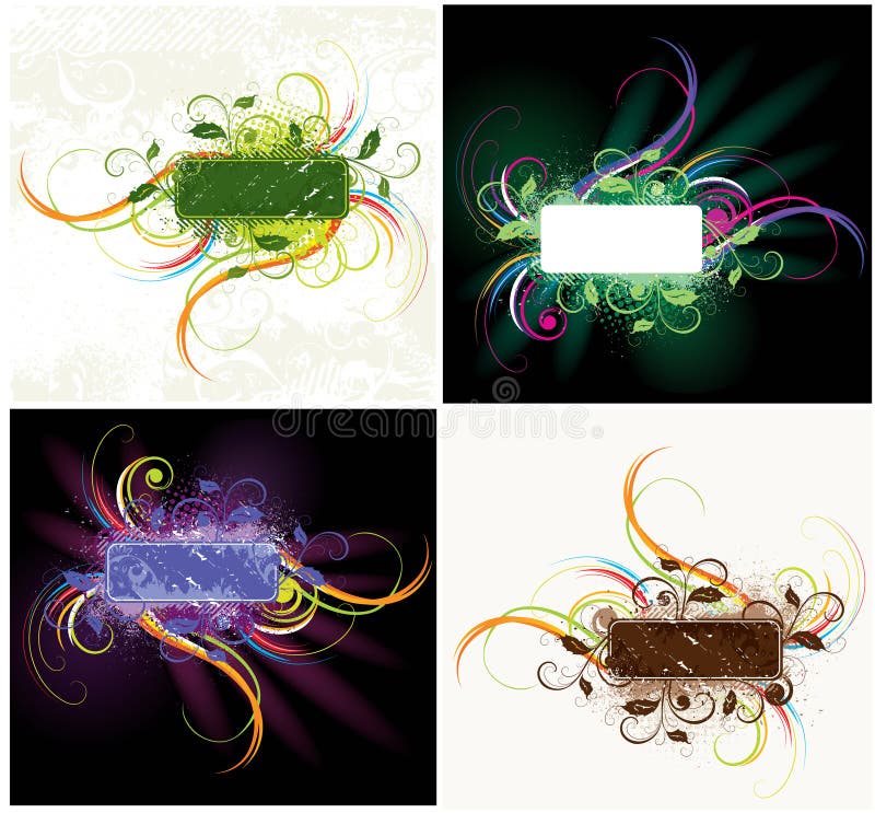 Colorful Floral Frame Isolated Stock Illustration - Illustration of ...