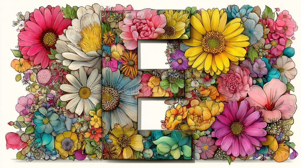 Floral Letter E Design Stock Illustrations – 2,526 Floral Letter E ...