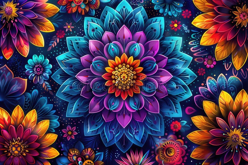 Colorful Floral Mandalas Create a Stunning Visual Display with Detailed ...