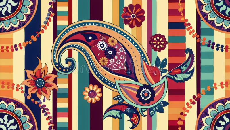 Colorful Floral Paisley Pattern Vibrant Design Art Decorative ...