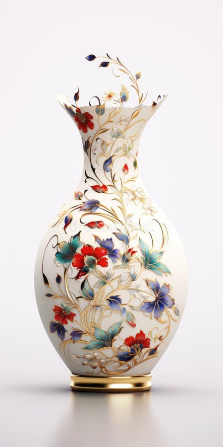 Colorful Floral Pattern Vase: Realistic Hyper-detail with Ornate ...