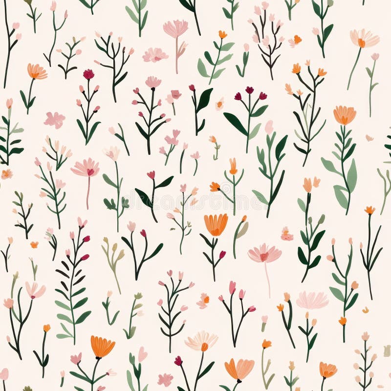 Colorful Floral Pattern on White Background - Nature and Botanical Art ...