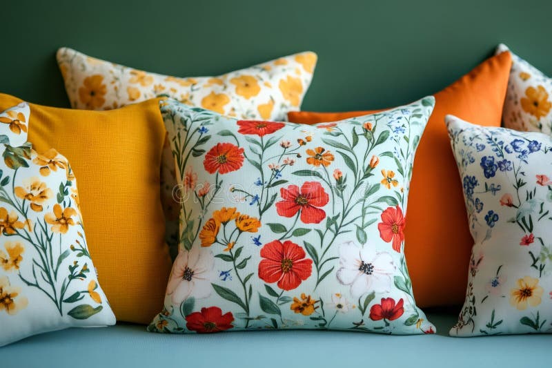 Colorful Floral Print Cushions Adding a Touch of Spring To Interior ...