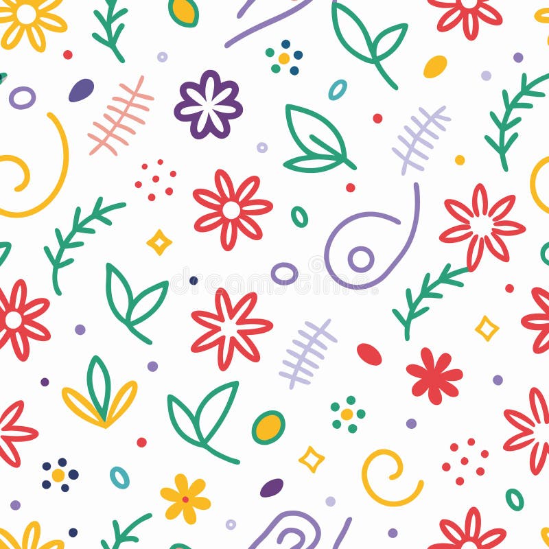 Colorful Floral Seamless Pattern. (1 Stock Vector - Illustration of ...