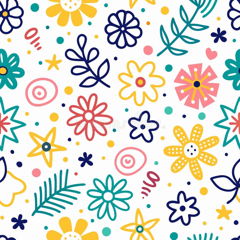 Colorful Floral Seamless Pattern. (10 Stock Vector - Illustration of ...