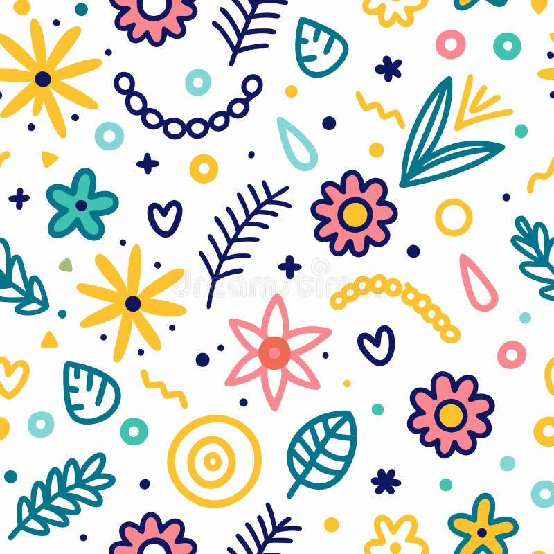 Colorful Floral Seamless Pattern. (13 Stock Vector - Illustration of ...