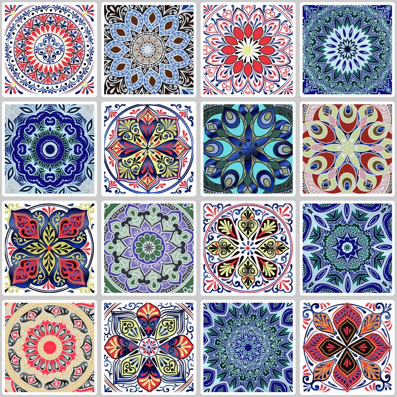 Colorful Floral Seamless Pattern from Squares Stock Vector ...