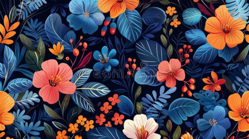 Colorful Floral Textile Design Repeat Pattern Stock Image - Image of ...