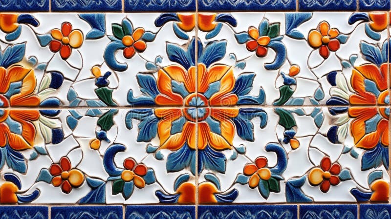 Colorful Floral Tile Pattern on a White Background Stock Illustration ...