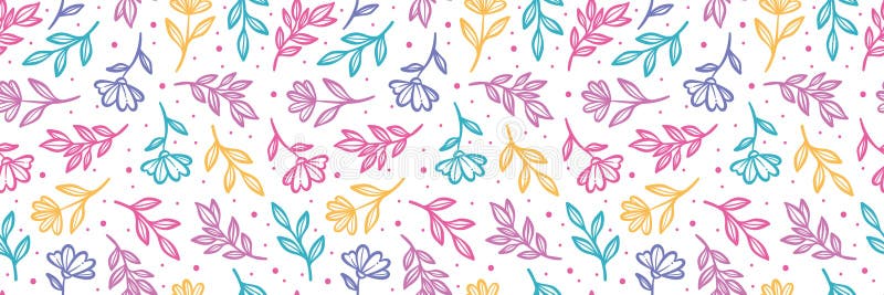 Colorful Floral Vector Pattern, Seamless Repeating Flower Border Print ...