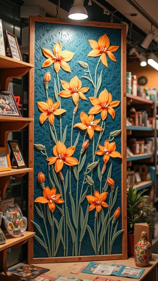 Colorful Floral Wall Art Home Retail Store Stock Photos - Free ...