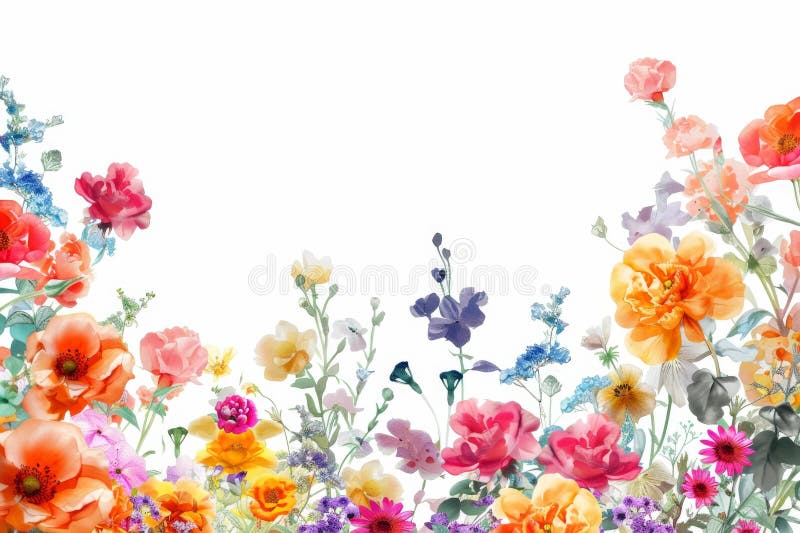 Colorful Florals on White Background Stock Photo - Image of spring ...