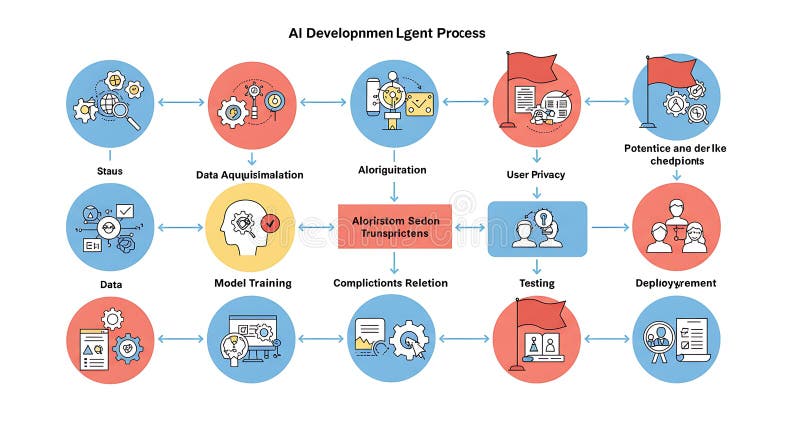 Ai Development Process Flowchart with Colorful Step Icons Stock Illustration - Illustration of ...