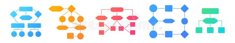 Colorful Flowchart for Data Links and Team Organization. Stock Vector ...