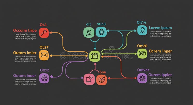 A Colorful Flowchart Diagram Featuring Interconnected Elements on a ...