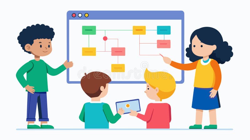 A Colorful Flowchart Displayed on an Interactive Whiteboard As Kids ...