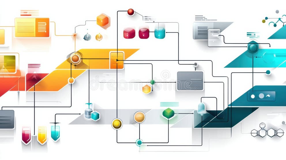 Stylized Flowchart Elements Designed for Infographics with Vibrant ...