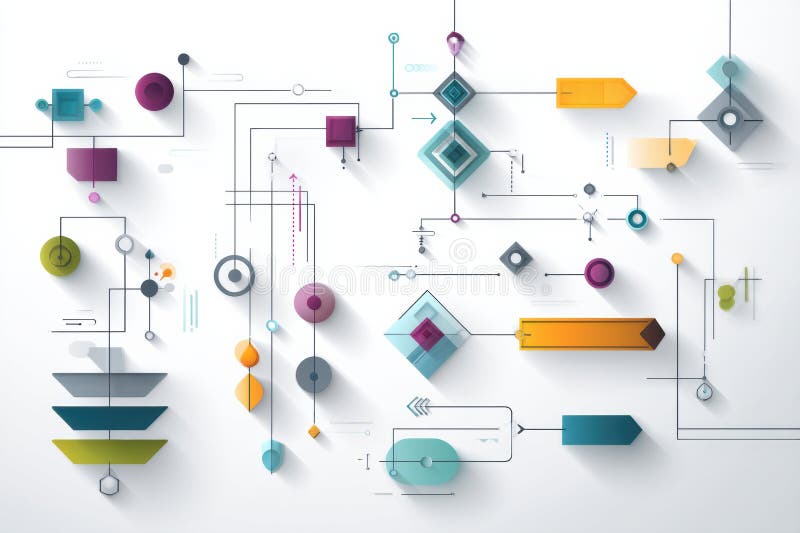 Stylized Flowchart Elements Designed for Infographics with Colorful ...