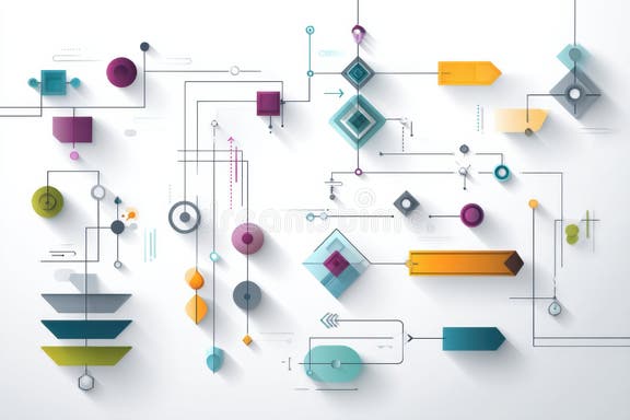 Stylized Flowchart Elements Designed for Infographics with Colorful ...