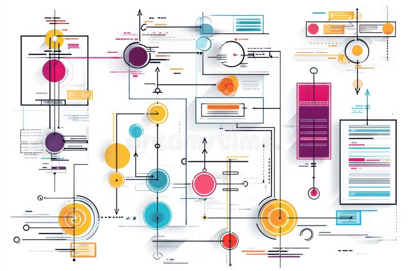 Stylized Flowchart Elements Designed for Infographics and Presentations ...