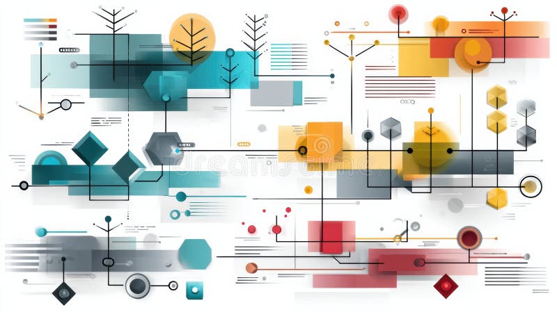 Stylized Flowchart Elements Arranged on White Background for ...