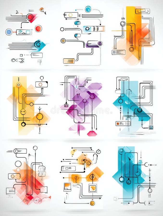 Stylized Flowchart Elements on a White Background Ideal for ...