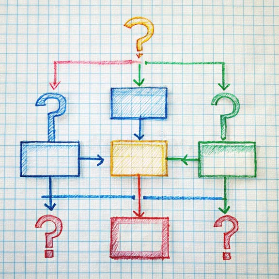 Colorful Flowchart with Question Marks Stock Image - Image of data ...