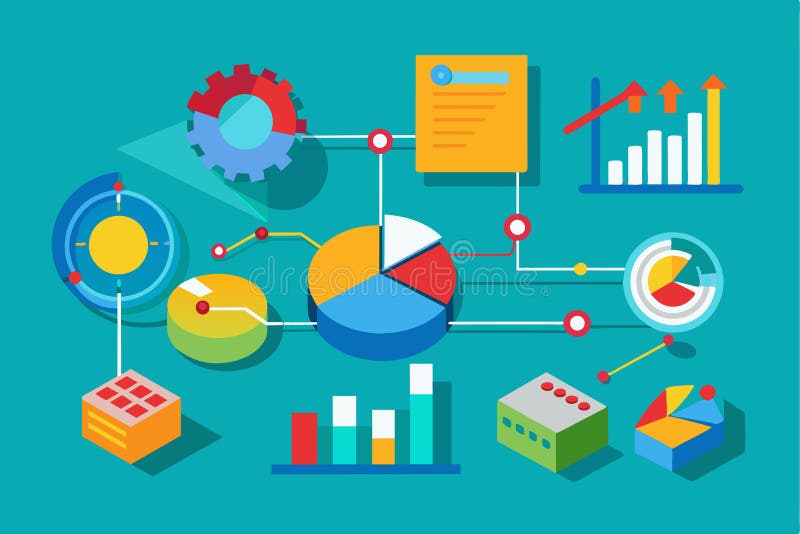 Colorful Flowcharts Depict Data Analysis Concepts with Graphs, Charts ...