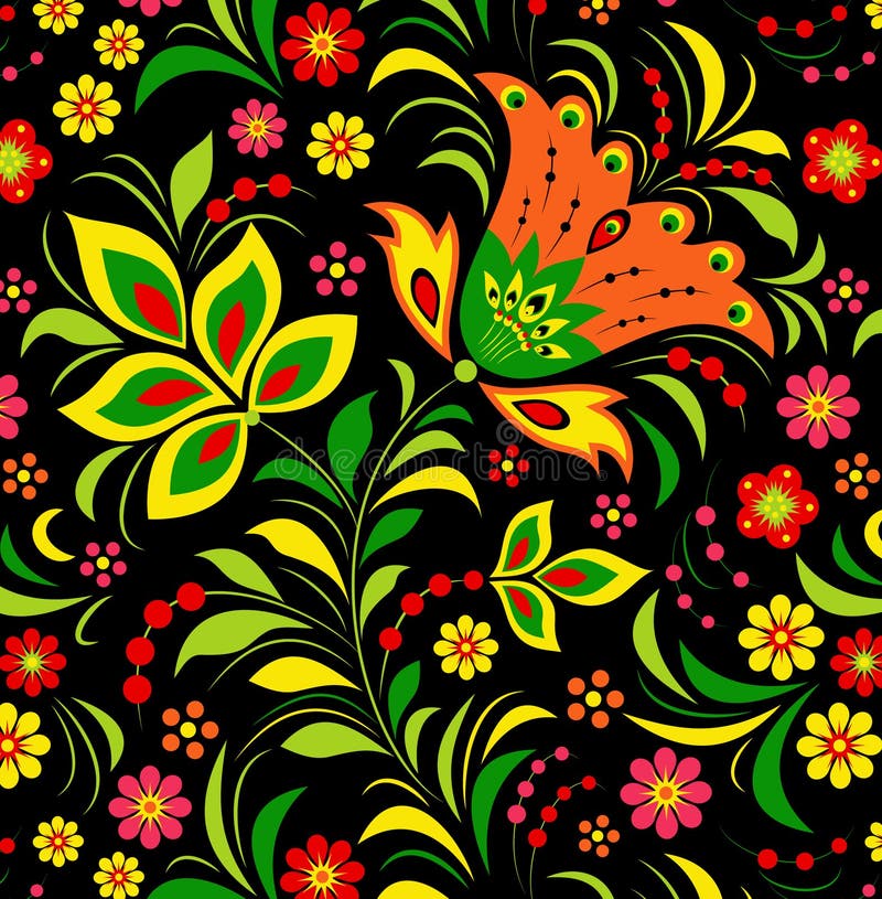 Colorful Flower on Black Background Stock Vector - Illustration of ...