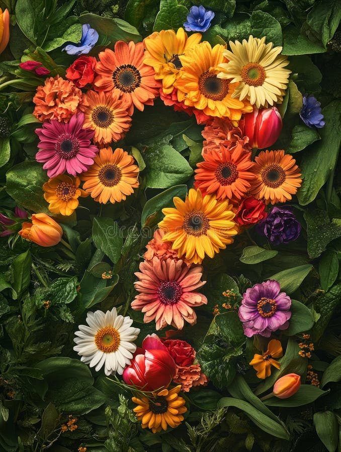 Colorful Flower Arrangement Forming a Question Mark. Stock Photo ...