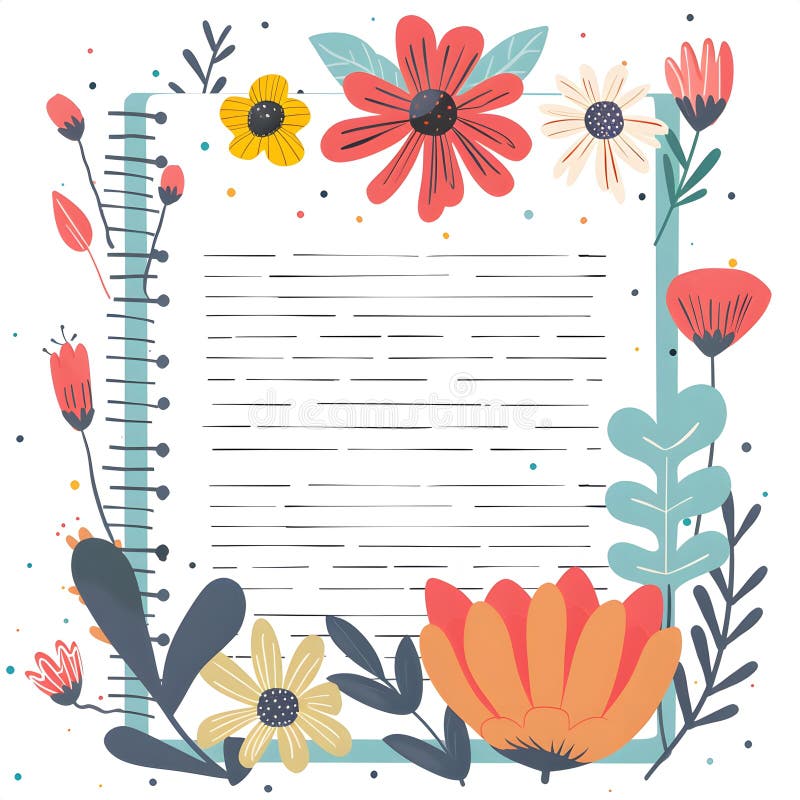 A Colorful Flower Border with a Blank Page in the Middle. Stock ...