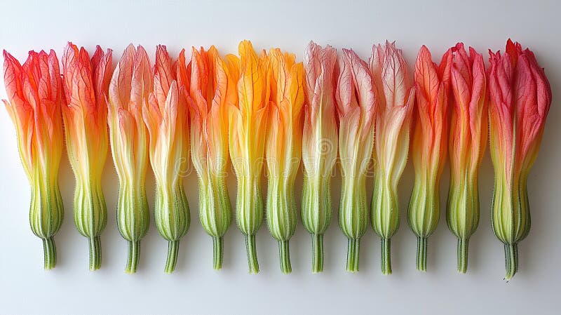 Colorful Flower Buds in a Gradient Row Stock Illustration ...