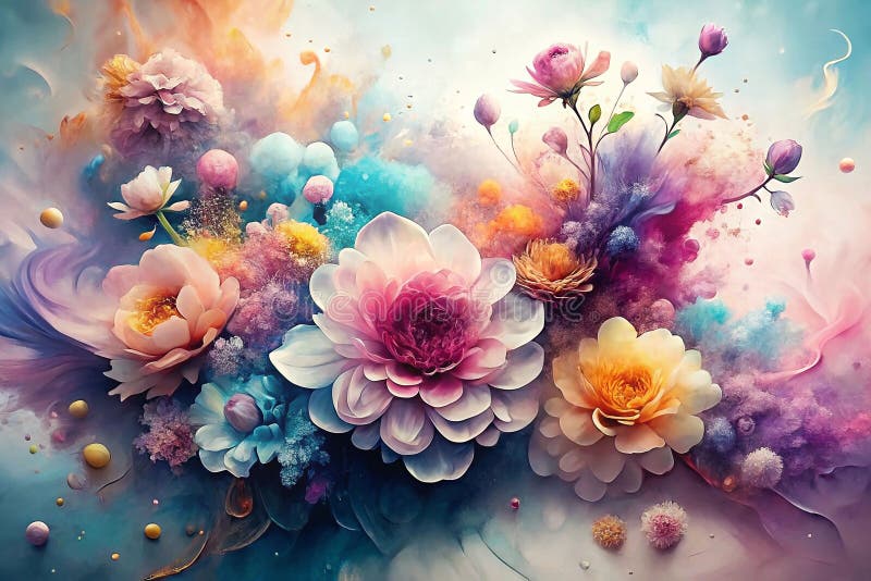 Colorful Flower Explosion Art, Abstract Background Stock Illustration ...