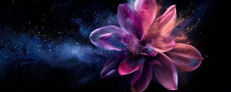 Colorful Flower Explosion on Black Background Creating Vibrant and ...