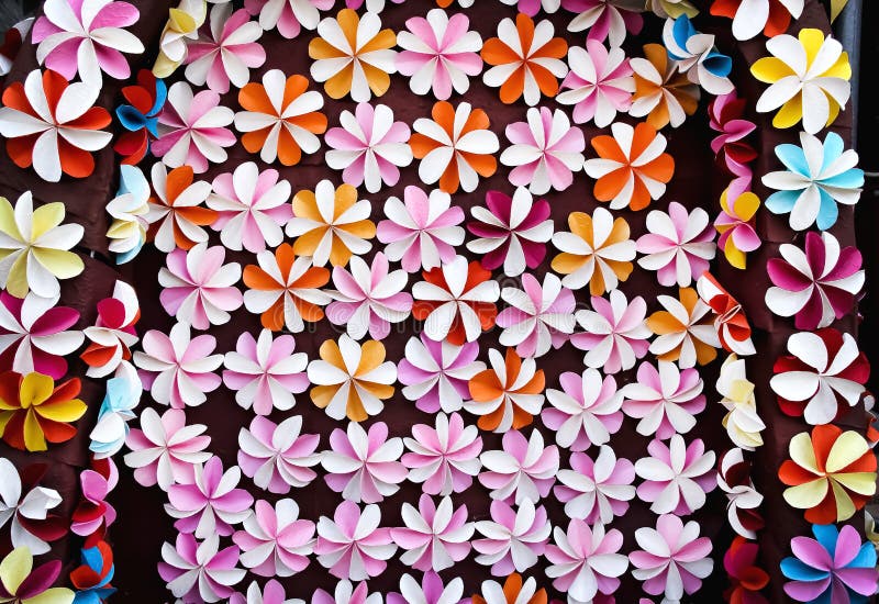 Colorful Flower Paper Shaped Patterns Decoratived on Wall Background ...